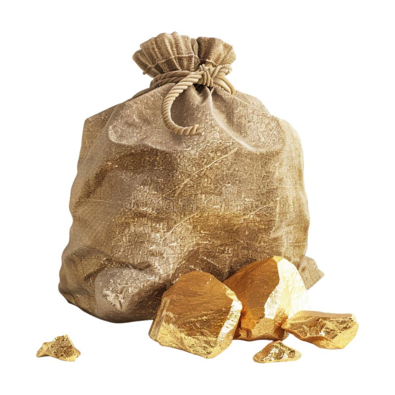 Gold Bag with Raw Stones on Transparent Background - Ai Generated Stock ...