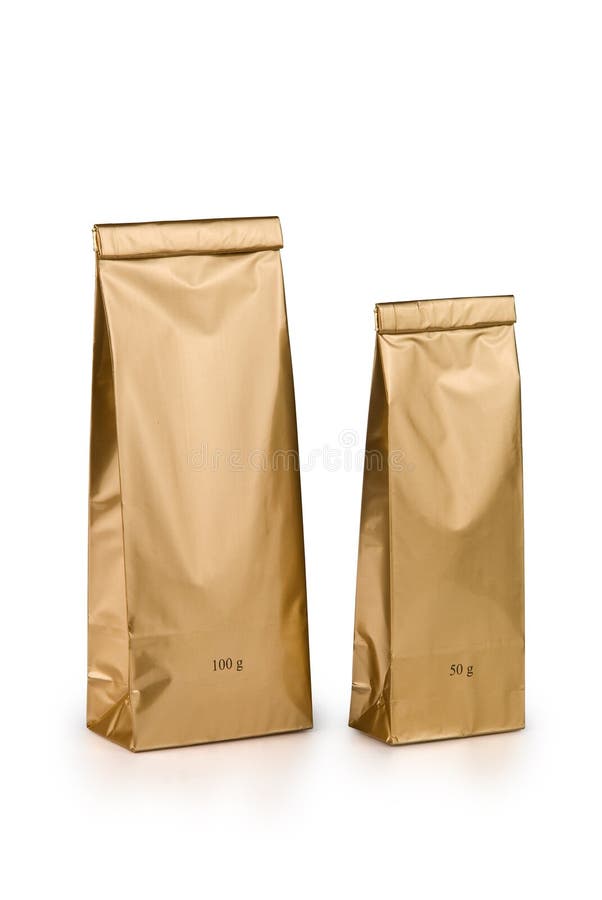 Gold bags stock image. Image of label, weithgt, coffee - 29284369