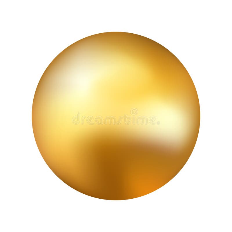 Gold Ball on White Backdrop. Realistic Golden Sphere. Yellow Glossy ...