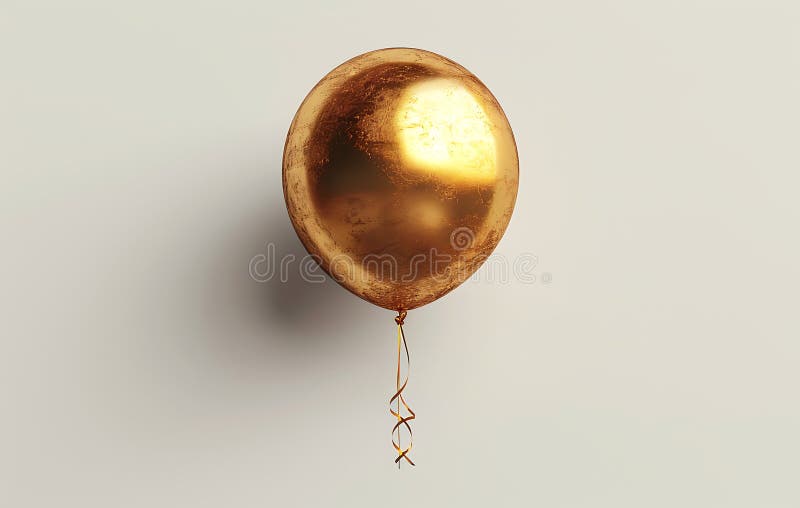 A Gold Balloon with Two String Strings Attached To it that Hangs from ...
