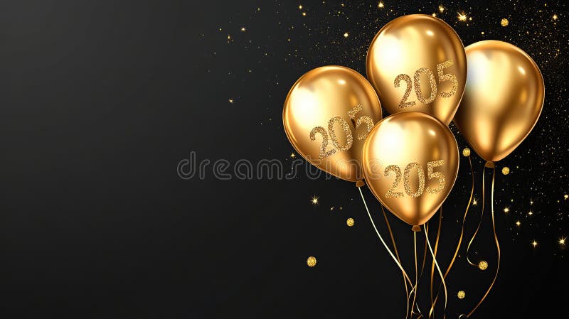 Gold 2025 Balloons, Festive Backdrop, Celebration Stock Photo - Image ...