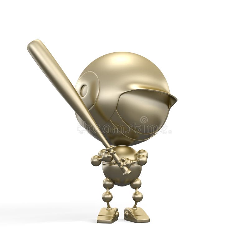 Gold ballplayer with bat stock illustration. Illustration of pursuit ...