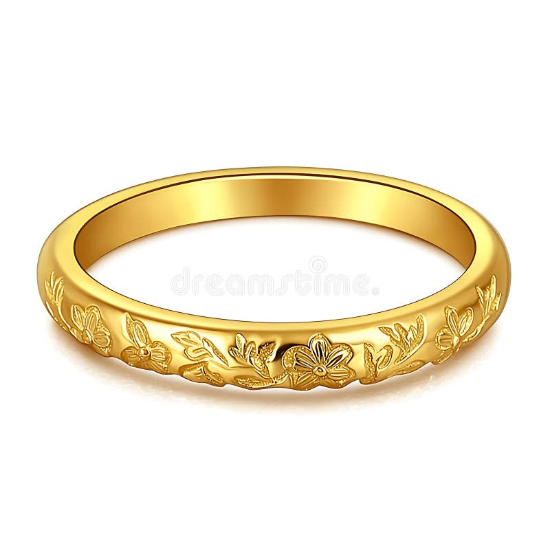 A Gold Band with Flowers on it Stock Photo - Image of bride, diamond ...
