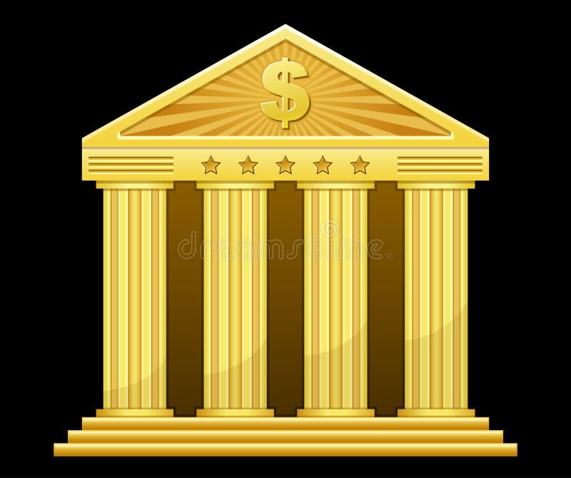 Gold bank stock vector. Illustration of cash, star, pillar - 15512585
