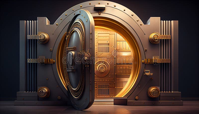Gold Bank Vault Door with a Combination Lock. Generative Ai Stock ...