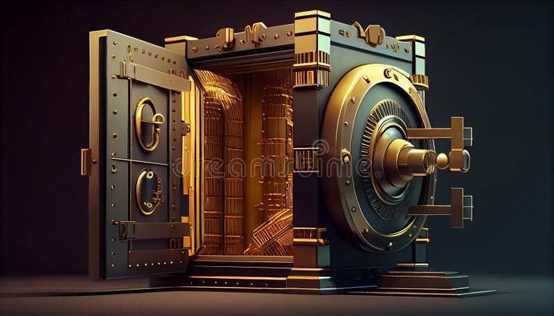 Gold Bank Vault Door with a Combination Lock. Generative Ai Stock ...