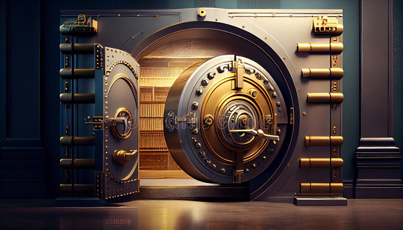 Gold Bank Vault Door with a Combination Lock. Generative Ai Stock Photo ...