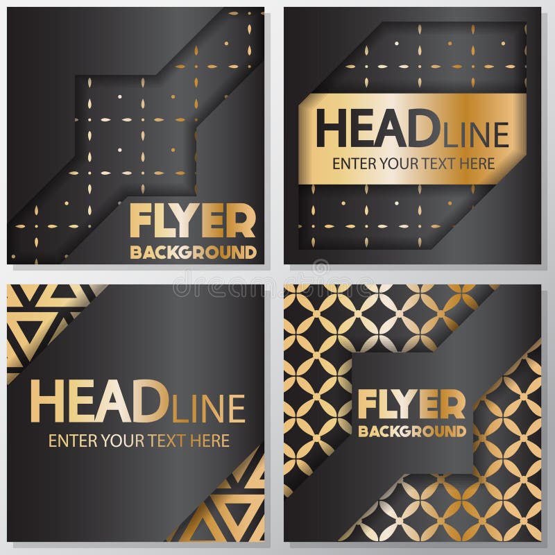 Gold Banner Background Flyer Style Design Template Stock Vector ...