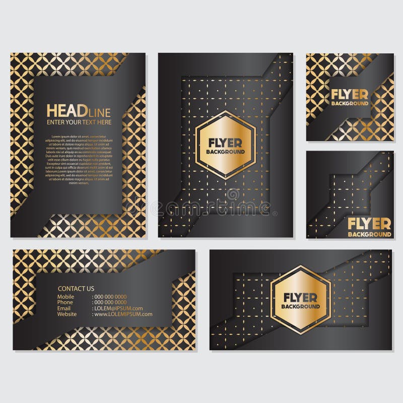 Gold Banner Background Flyer Style Design Template Stock Vector ...