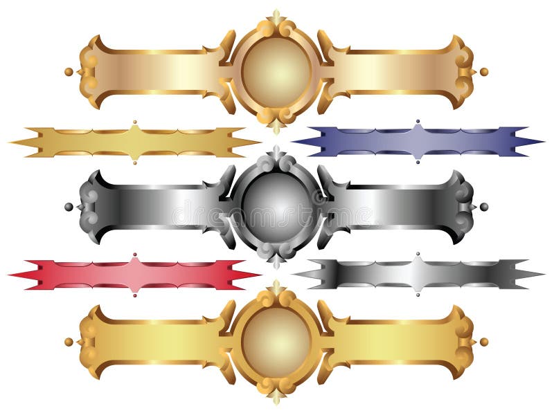 Gold banner elements stock vector. Illustration of blank - 21632747