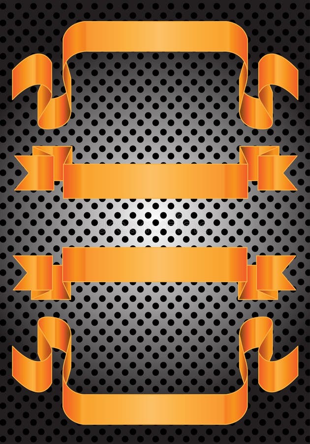 Gold Banner Ribbon Set on Metal Circle Mesh Vector Stock Vector ...
