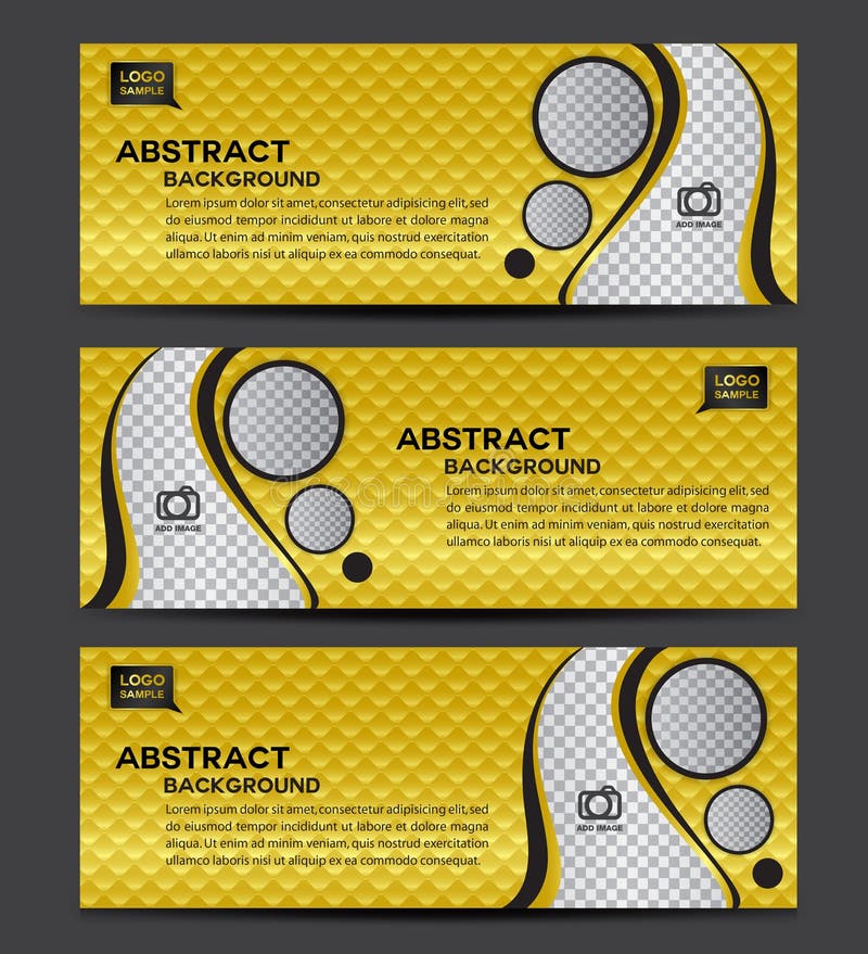 Gold Banner Template Vector, Horizontal Header, Advertisement Stock ...