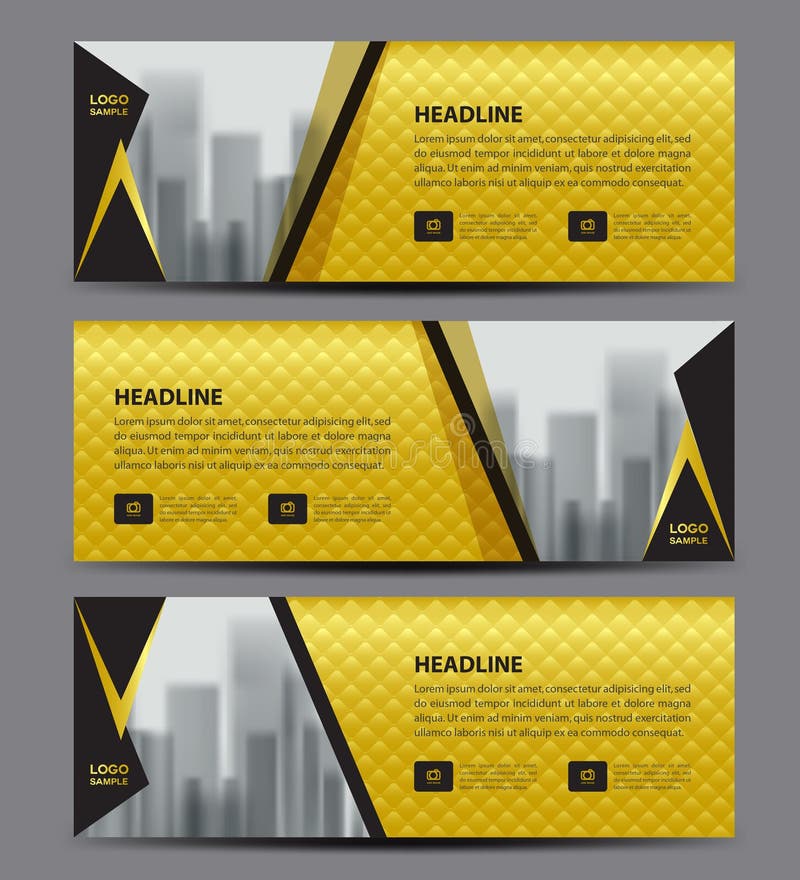 Gold Banner Template Vector, Horizontal Header, Advertising Stock ...