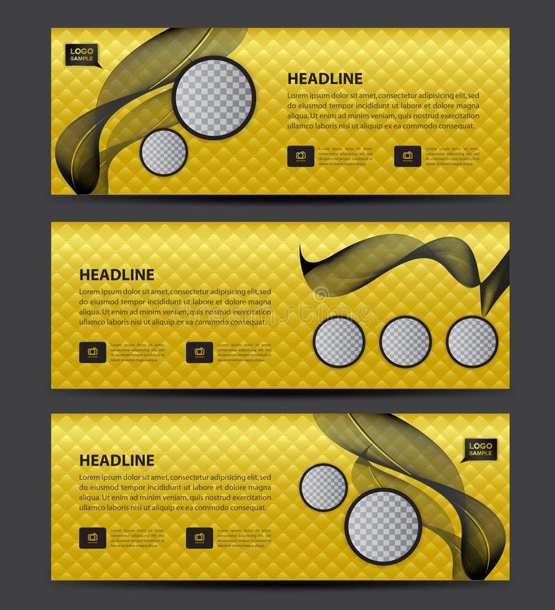 Gold Banner Template Vector, Horizontal Header, Advertising Stock ...