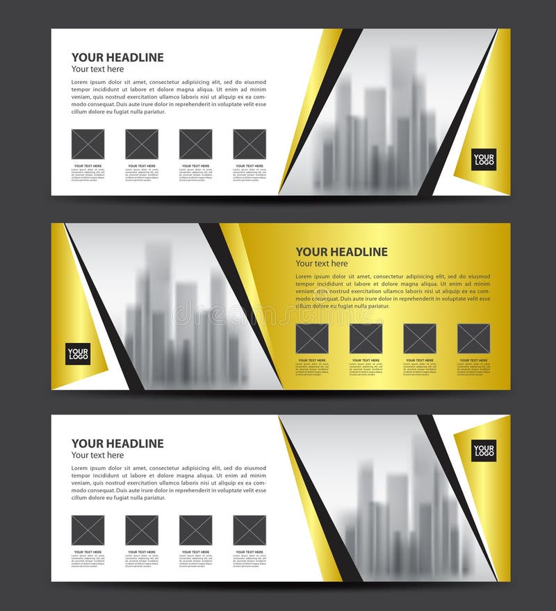 Gold Banner Template Vector, Horizontal Header, Advertising Stock ...
