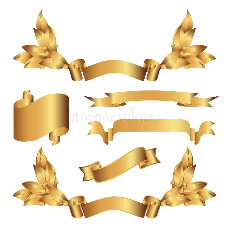 Gold Banners Set stock vector. Illustration of accent - 2136072