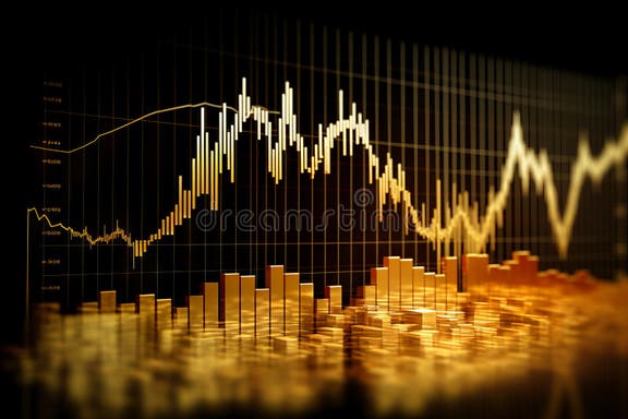 Gold Bar Chart with Black Background and Gold Bar Chart. Generative AI ...