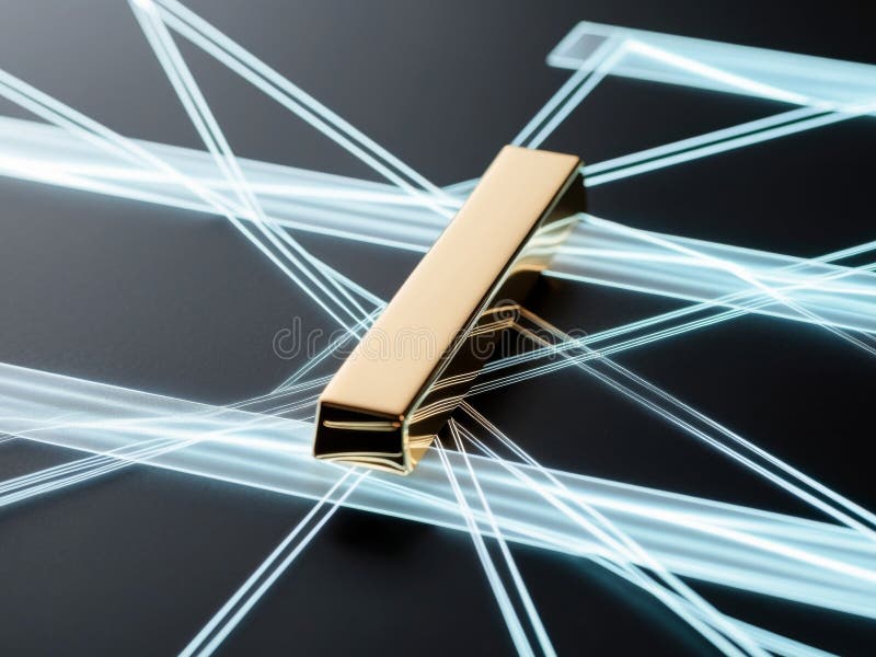 Gold Bar with a Digital Lines Background on Black. Stock Illustration ...