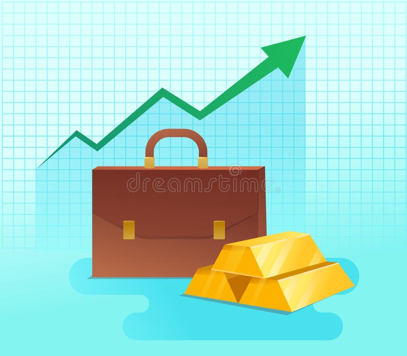 Gold Bar with Graph and Arrow on Background Stock Vector - Illustration ...