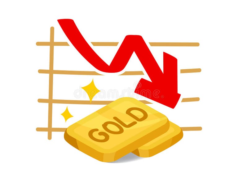 Gold Bars on Graph and Arrow Down, Fall, Chart Gold with Increase and Decrease, Gold Profit and ...