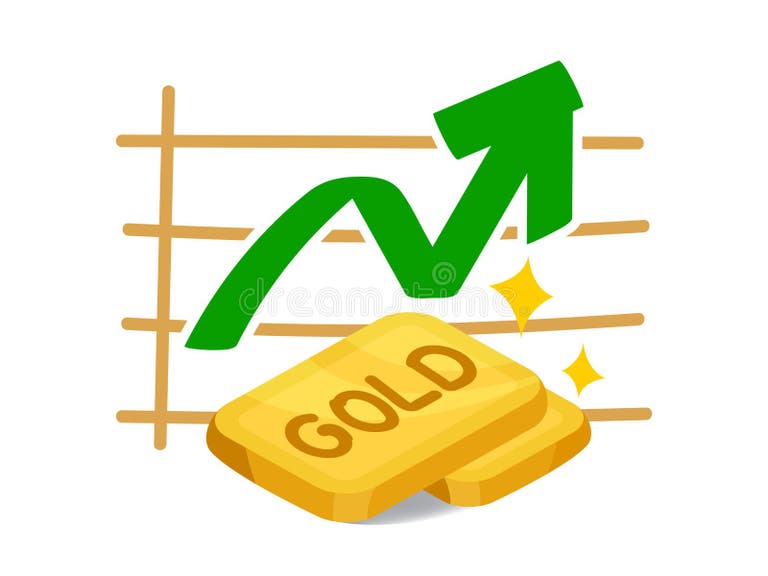Gold Bars on Graph and Arrow Up, Growth, Chart Gold with Increase and Decrease, Gold Profit and ...