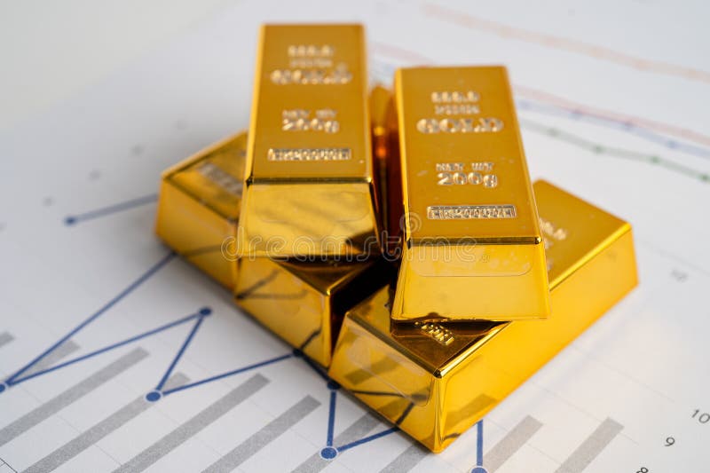 Gold Bar on Graph Static, Finance and Economy Stock Image - Image of ...