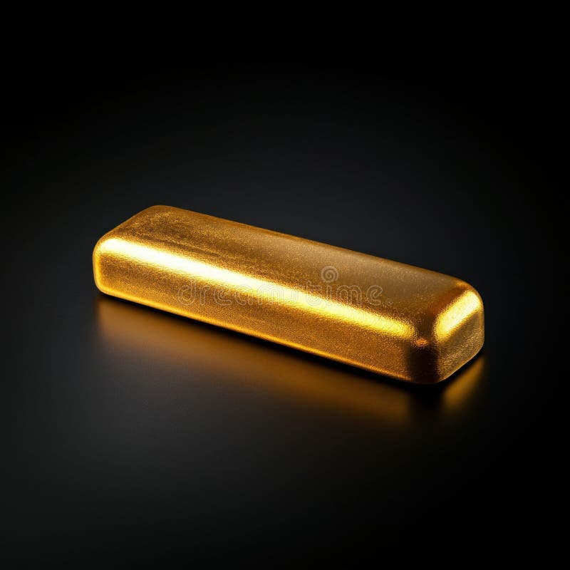 Gold Bar Isolated on Black Reflective Surface Stock Illustration ...