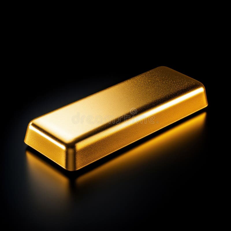 Gold Bar Isolated on Black Reflective Surface Stock Illustration ...