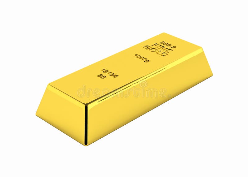 Gold Bar Perspective View without Shadow on White Background 3d Stock ...