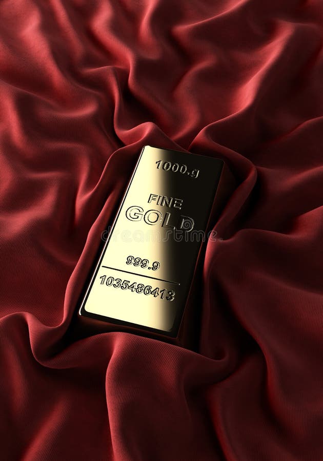 Gold Bar on Red Velor Pano Presentation Background 3d Render Image ...