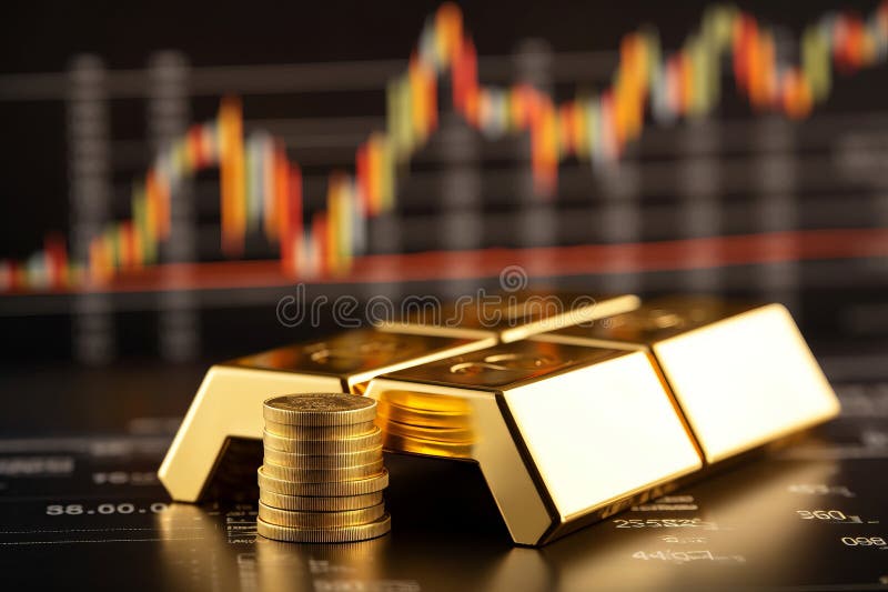 Gold Bar Resting on a Stocks and Shares Graph Stock Image - Image of ...