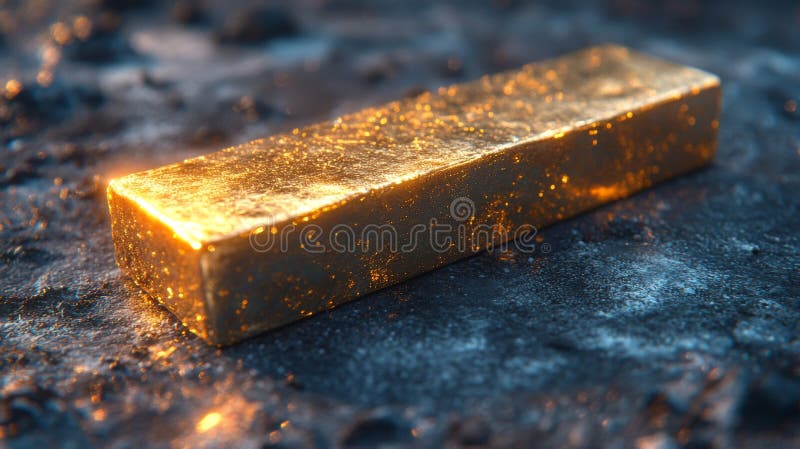 Gold Bar Shining Under Sunlight on a Marble Surface, Highlighting Its ...