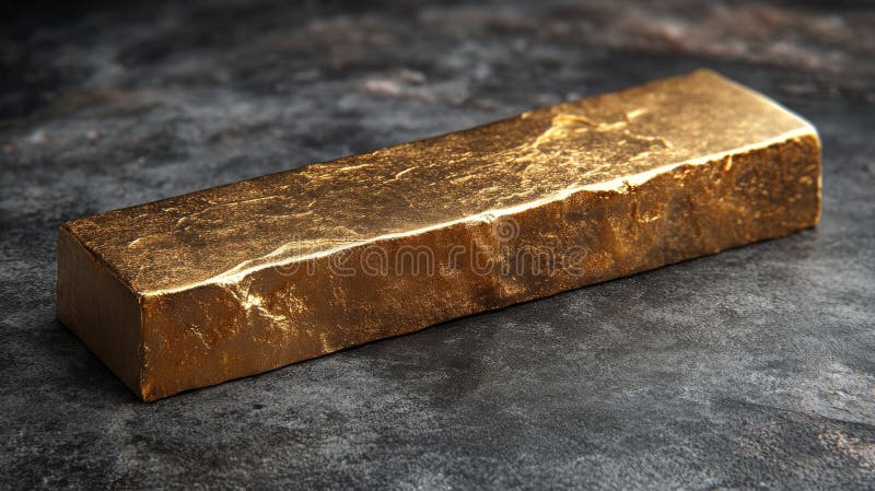 Gold Bar Shining Under Sunlight on a Marble Surface, Highlighting Its ...