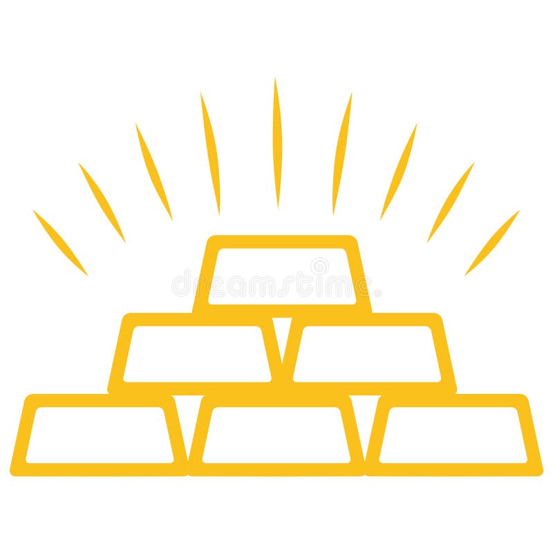 Gold Bar Stack Icon Golden Ingot Treasure Vector Illustration Outline ...