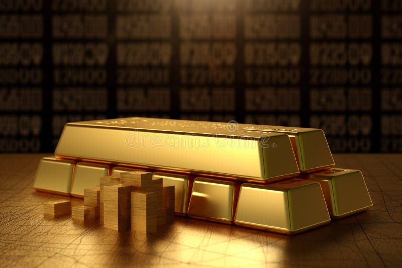 Gold Bar on the Table. 3d Rendered Illustration Stock Illustration ...