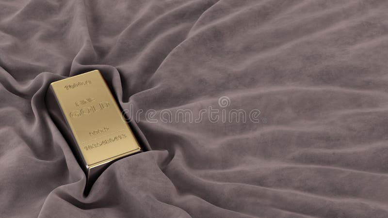 Gold Bar on Velor Pano Presentation Background 3d Render Image Stock ...