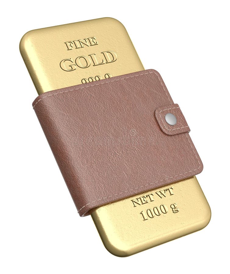 Gold bar in the wallet stock illustration. Illustration of wealth ...