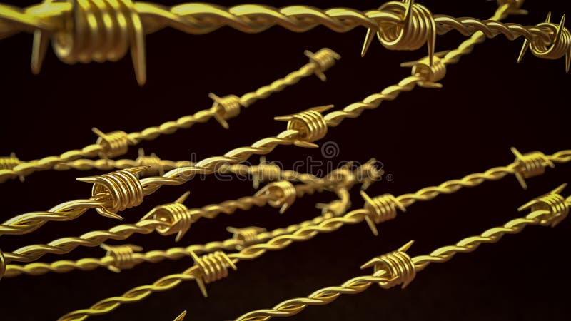 The Gold Barbed Wire for Security or War Concept 3d Rendering Stock ...