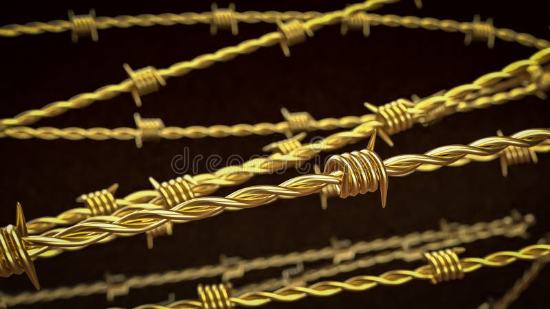 The Gold Barbed Wire for Security or War Concept 3d Rendering Stock ...