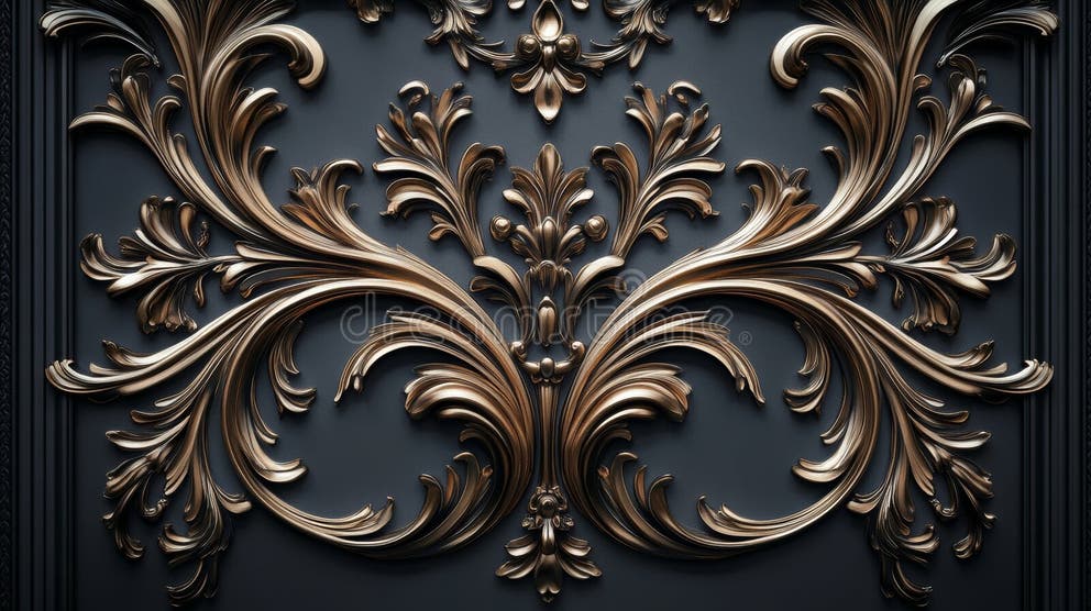 Gold Baroque Elements Depicted in a Seamless Pattern Stock Image ...