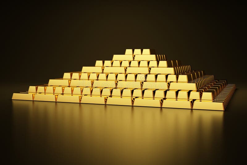 Gold Bars Stacked in a Pyramid Stock Illustration - Illustration of ...