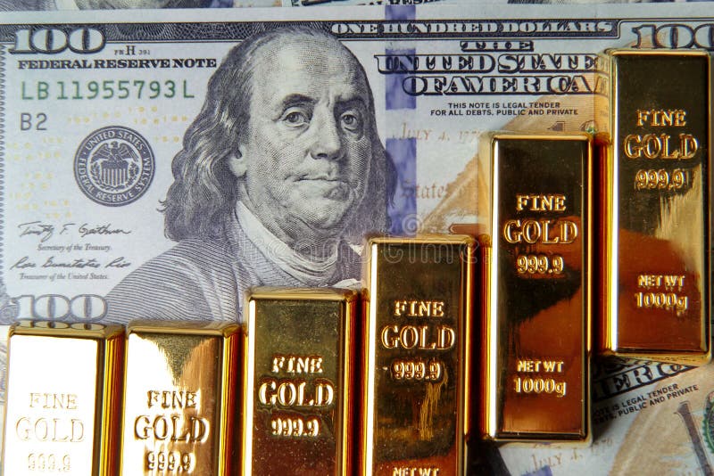 6 Gold Bars 1 Kg, Paced on on Bank Note. Stock Image - Image of ...