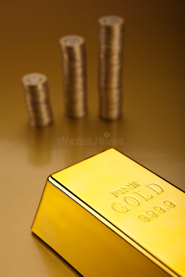 Gold Bars and Coins, Ambient Financial Concept Stock Image - Image of ...