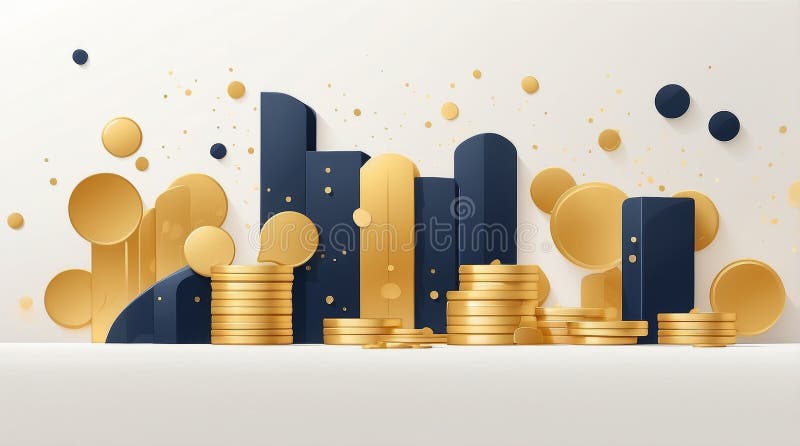 Flat Vector Illustration of Financial Growth with Gold Bars and Coins ...