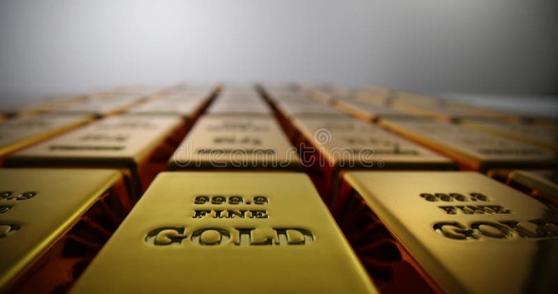 Gold Bars with Engraved Marks Organized in Row on Light Stock Footage ...