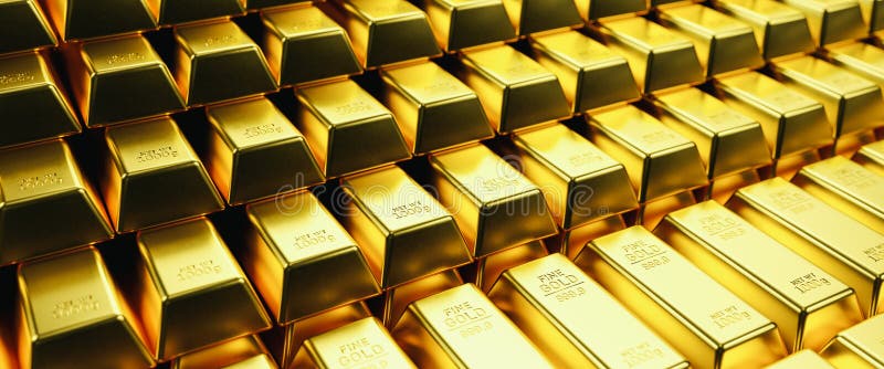 Gold Bars and Financial Concept, Banner Size Stock Illustration ...
