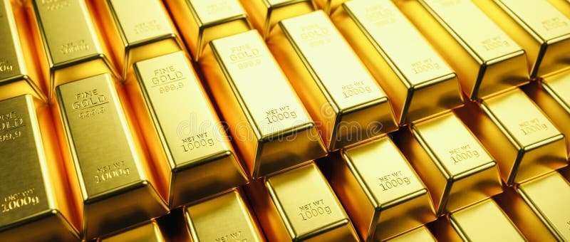 Gold Bars and Financial Concept, Banner Size Stock Illustration ...