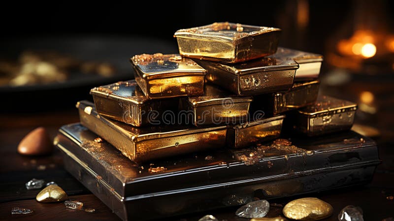 Gold Bars Gilded Shiny Focused Foreground Stock Illustration ...