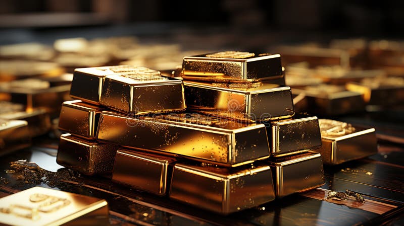 Gold Bars Gilded Shiny Focused Foreground Stock Illustration ...