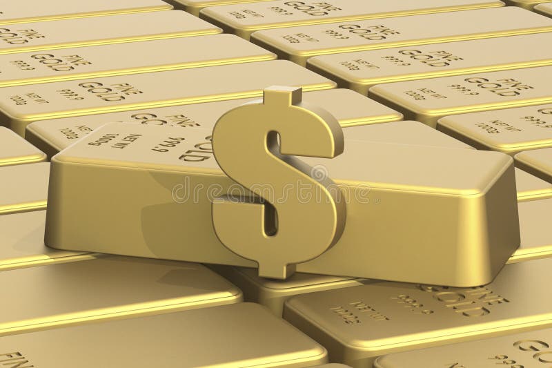 Gold Bars with Golden Euro Sign Isolated Stock Illustration ...